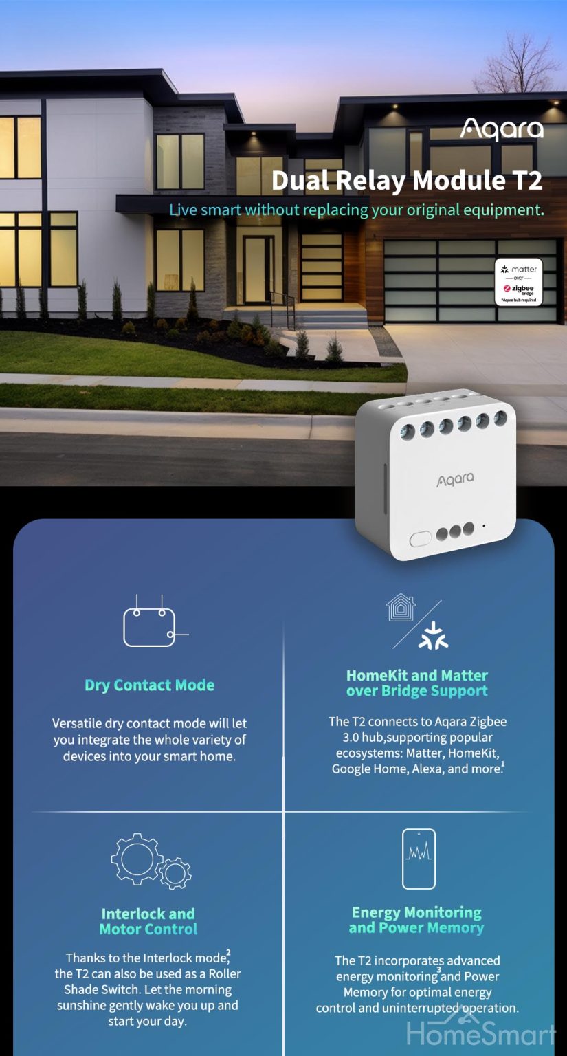 Aqara Dual Relay Module T2 - HomeSmart Singapore